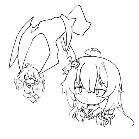 Safebooru 2girls Afterimage Ahoge Chibi Closed Eyes Closed Mouth