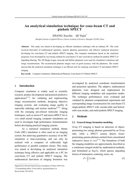 Pdf An Analytical Simulation Technique For Cone Beam Ct And Pinhole Spect
