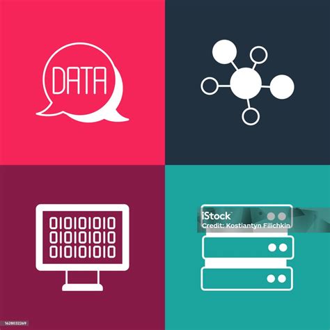 Set Pop Art Server Binary Code Mind Map Infographic And Data Analysis