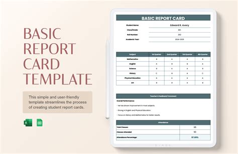 Ms Excel Report Card Template
