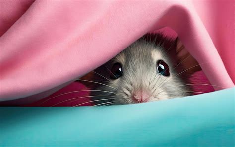 Premium AI Image A Small Mouse Peeking From Behind A Pink Surface