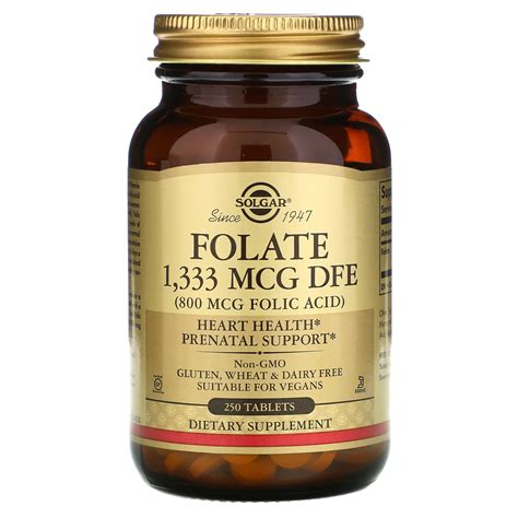 Solgar, Folate, 1,333 mcg DFE, 250 Tablets