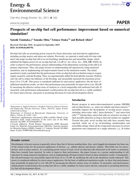 Pdf Prospects Of On Chip Fuel Cell Performance Improvement Based On