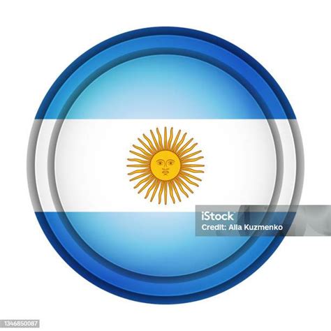 아르헨티나의 국기와 유리 빛 공 둥근 구 템플릿 아이콘 아르헨티나 국가 상징 흰색 배경에 강조 표시된 광택 사실적 공 3d 추상 벡터 일러스트레이션 큰 거품 3차원 형태에