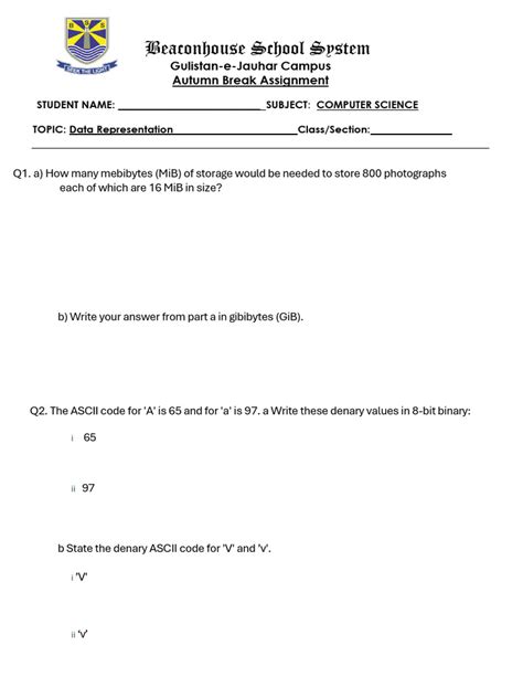 Grade 9 Assignment 1 Pdf Data Compression Encodings