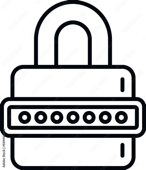 code padlock icon outline vector cipher data lock security stock