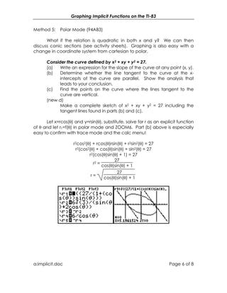 HBC How To Graph Implicit Relations Intro Packet PDF