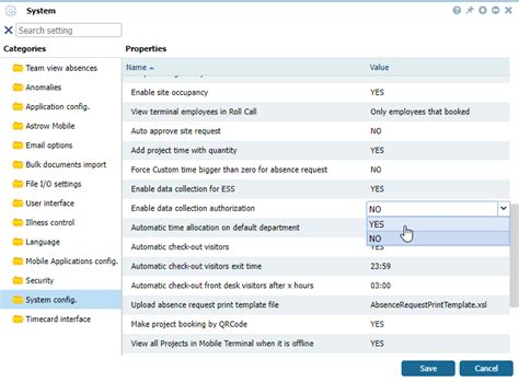 General Settings For Data Collection