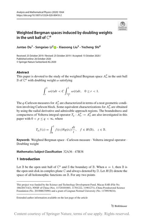 Weighted Bergman Spaces Induced By Doubling Weights In The Unit Ball Of