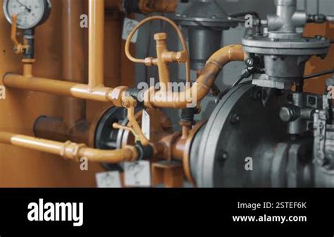 Close Up Of A Gas Reducer At A Gas Distribution Station Distribution