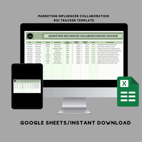 Marketing Influencer Collaboration Roi Tracker Template Google Sheets Performance Tracker