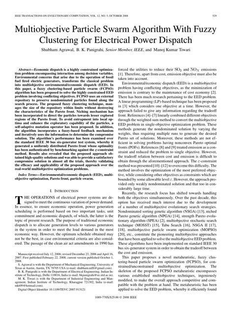 Pdf Multiobjective Particle Swarm Algorithm With Fuzzy Clustering For