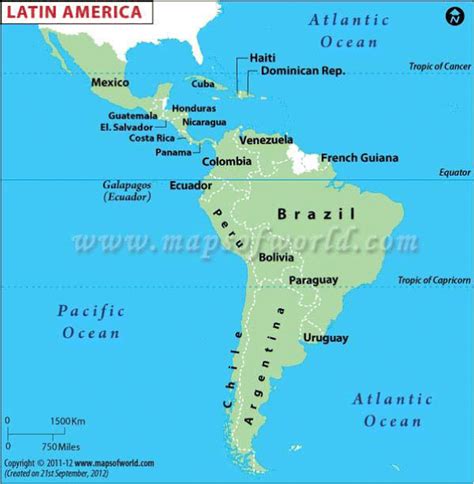 Map Representing The Latin American Countries Neither French Guiana