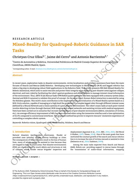 Pdf Mixed Reality For Quadruped Robotic Guidance In Sar Tasks