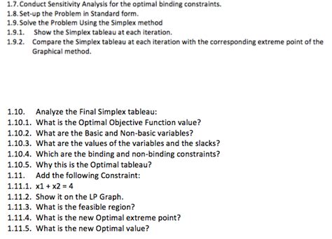 Solved 17 Conduct Sensitivity Analysis For The Optimal