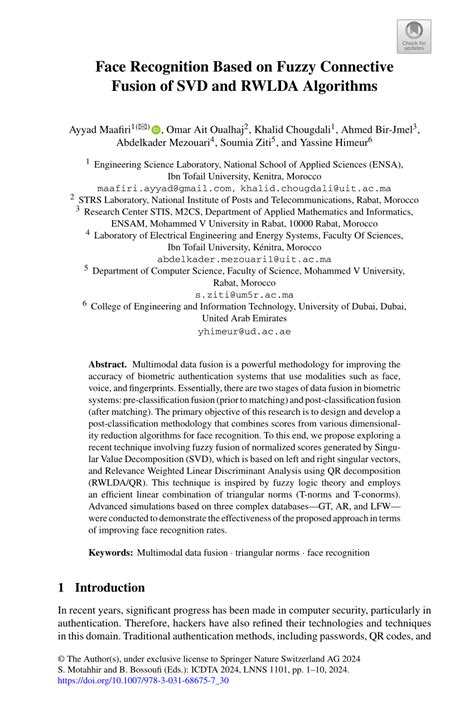 Pdf Face Recognition Based On Fuzzy Connective Fusion Of Svd And