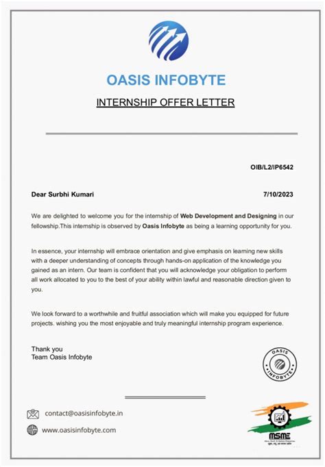 Surbhi Kumari On Linkedin Oasisinfobyte Oasisinfobyte Internshipopportunity Webdevelopment