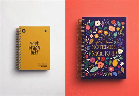 Spiral Bound Notebook Mockup Front Cover Custom Scene