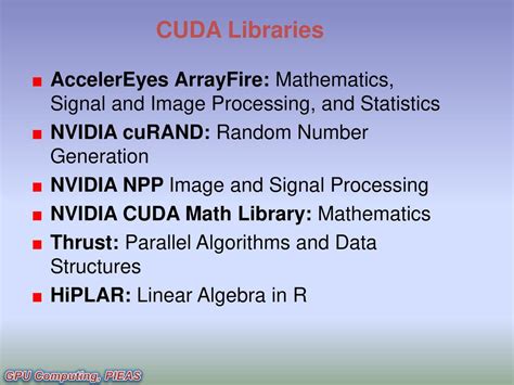 Gpu Computing Cis 543 Lecture 10 Cuda Libraries Ppt Download