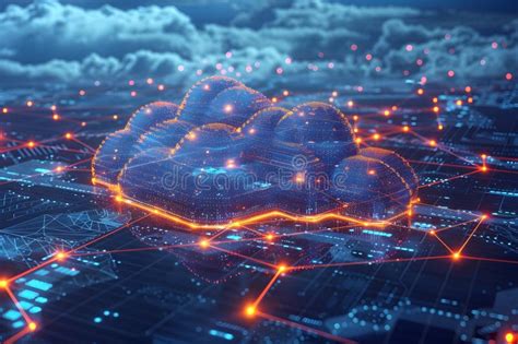 Futuristic Cloud Computing Network Concept With Digital Connections For Technology Integration