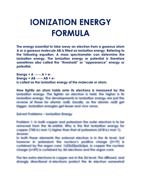 Solution Ionization Energy Formula Studypool