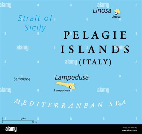 Isole Pelagie Con Lampedusa Linosa E Lampione Mappa Politica