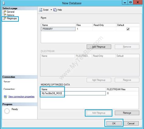 SQL Server Creating In Memory OLTP Database My Tec Bits