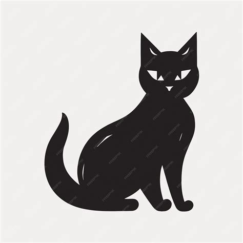 Stylized Black Cat Silhouette Premium Ai Generated Vector