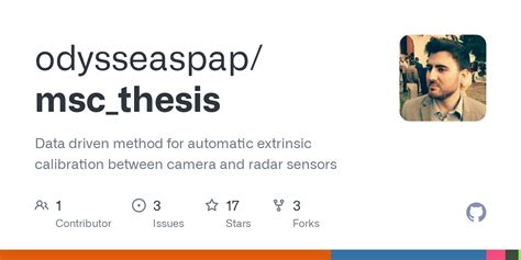 GitHub Odysseaspap Msc Thesis Data Driven Method For Automatic Extrinsic Calibration Between