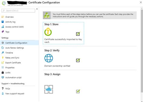 Azure Manually Add App Service Certificate To Key Vault Stack Overflow