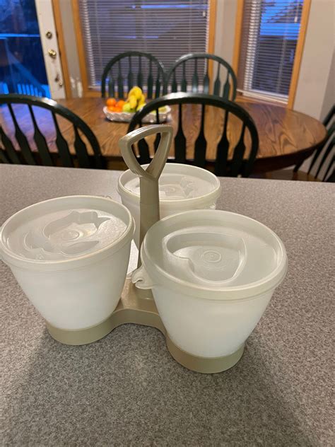 Vintage Tupperware Condiment Caddy 757 Salad Dressing Sauce Holder White Etsy