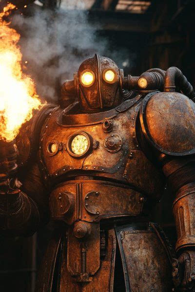 Steampunk Robot Fueled By Fire Animated Version