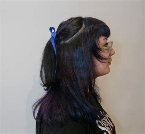 Blue And Purple Raccoon Stripe Hair Blue Tips Hair Hair Stripes