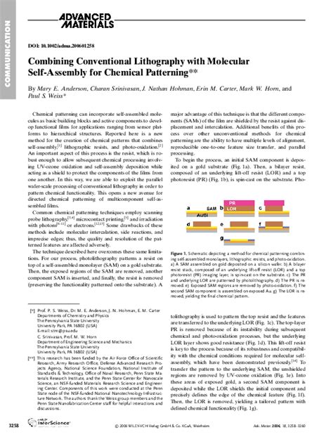 Pdf Combining Conventional Lithography With Molecular Self Assembly For Chemical Patterning