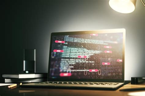 Premium Photo Modern Computer Monitor With Abstract Programming