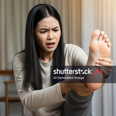Asian Female Holding Her Foot Pain Ai Generated Image Shutterstock