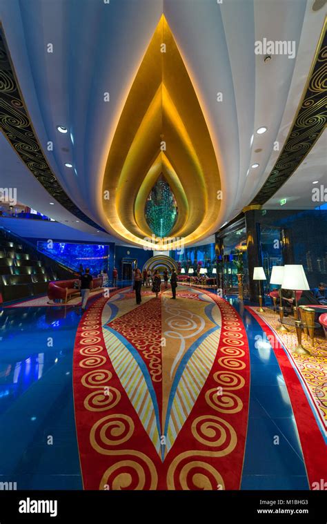 Interior Of Burj Al Arab A Luxury Hotel Located On A Man Made Island
