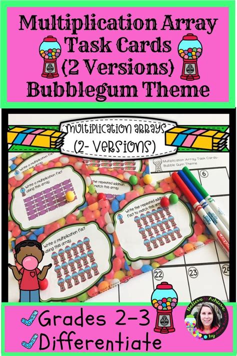 Multiplication Array And Repeated Addition Task Cards Bubblegum Theme