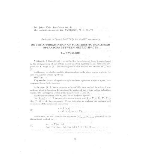 On The Approximation Of Solutions To Nonlinear Operators Between