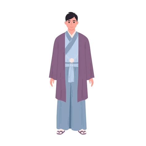 전통 의상을 입은 일본 남자 아시아 문화 민족 프리미엄 벡터