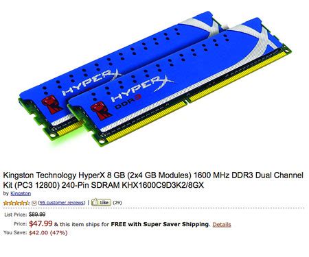 Kingston Technology HyperX 8GB 1600 MHz DDR3 Dual Channel RAM Kit Gets ...