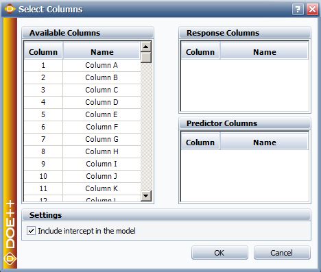 Select Columns Window