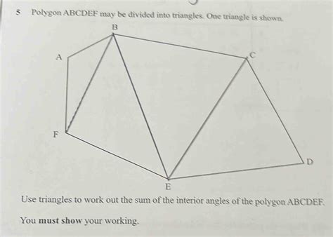 solved 5 polygon abcdef may be divided into triangles one triangle is
