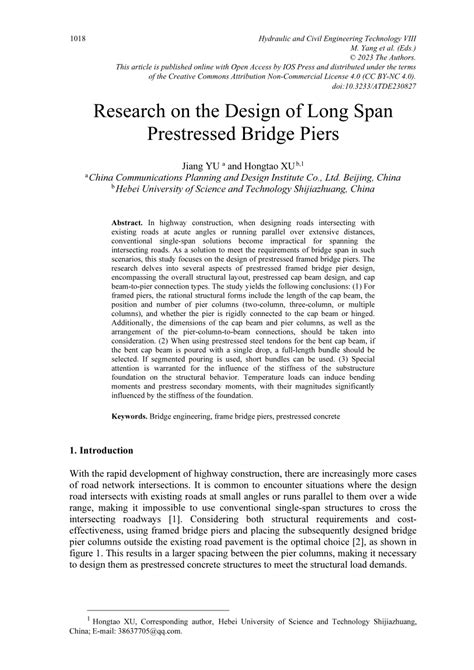 Pdf Research On The Design Of Long Span Prestressed Bridge Piers