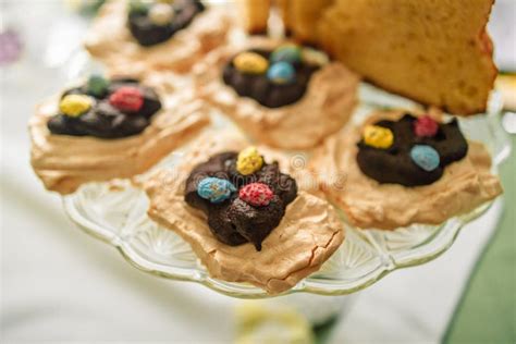 Different Type Of Cakes On A Plate And With Side Light Stock Image