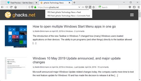 Feed Preview For Firefox Ghacks Tech News