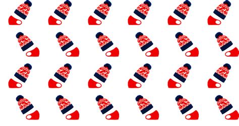 매끄러운 패턴 파란색 빨간색 겨울 보블 모자 스키 또는 사슴과 흰색 배경에 고립 된 빨간색 안티 바이러스 보호 마스크와 니트 모자 새해와 크리스마스 개념 코비드19 0명에