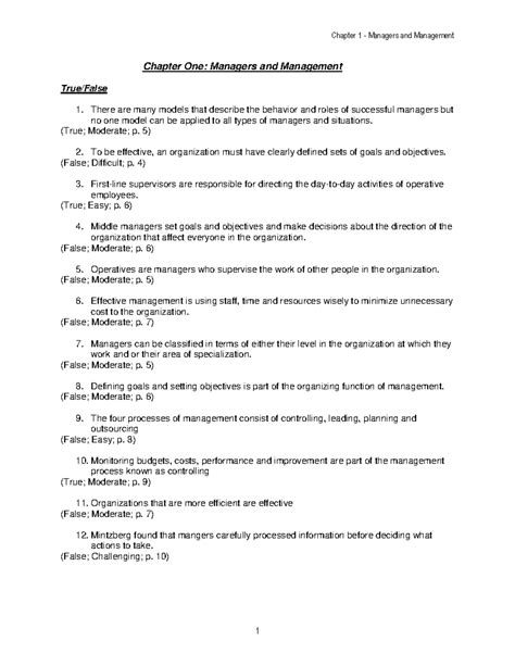 Practice Questions For Chapter 1 Mngt 101 Managers And Management