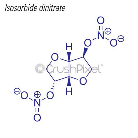 Skeletal Formula Of Isosorbide Dinitrate Drug Chemical Molecule Stock