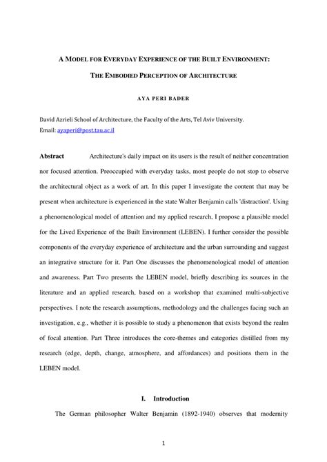 Pdf A Model For Everyday Experience Of The Built Environment The